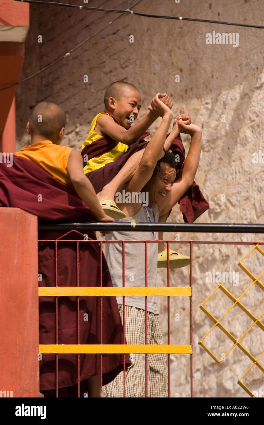 A monks playing in Tso Pema lake Revalsar India Stock Photo - Alamy