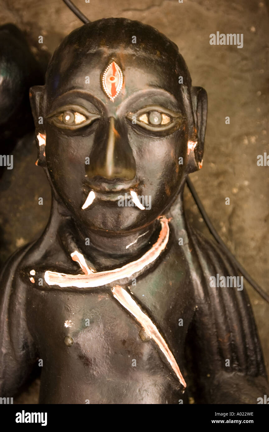 Black Kali deity statue in Mandi temple, Himachal Pradesh, India. Close ...