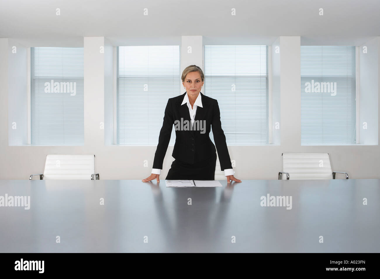 Business Executive Standing in Conference Room Stock Photo - Alamy