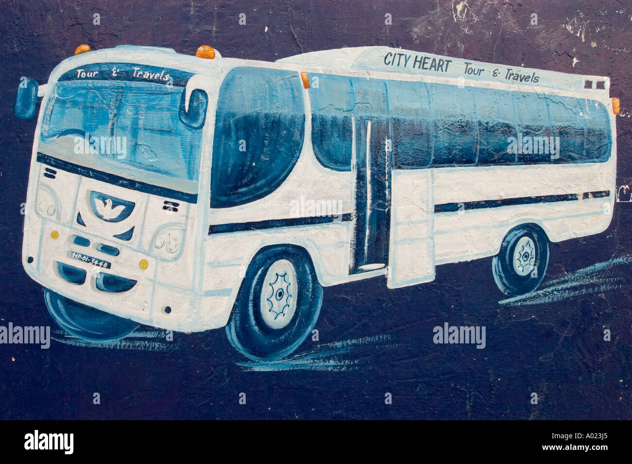 Mural painting of Indian passenger luxury bus in Rewalsar Himachal ...