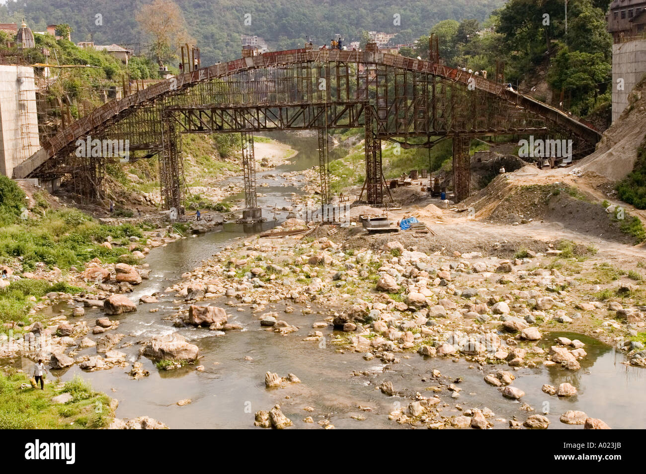 Construction of metal bridge in Mandi Himachal Pradesh India Stock ...