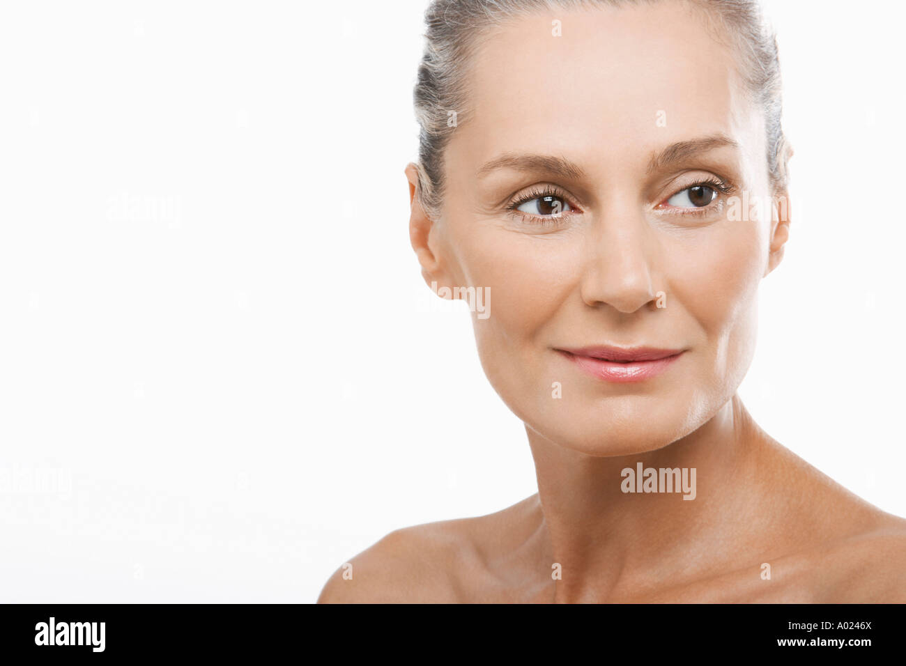 Woman aged 50 and thoughtful and studio hi-res stock photography and ...