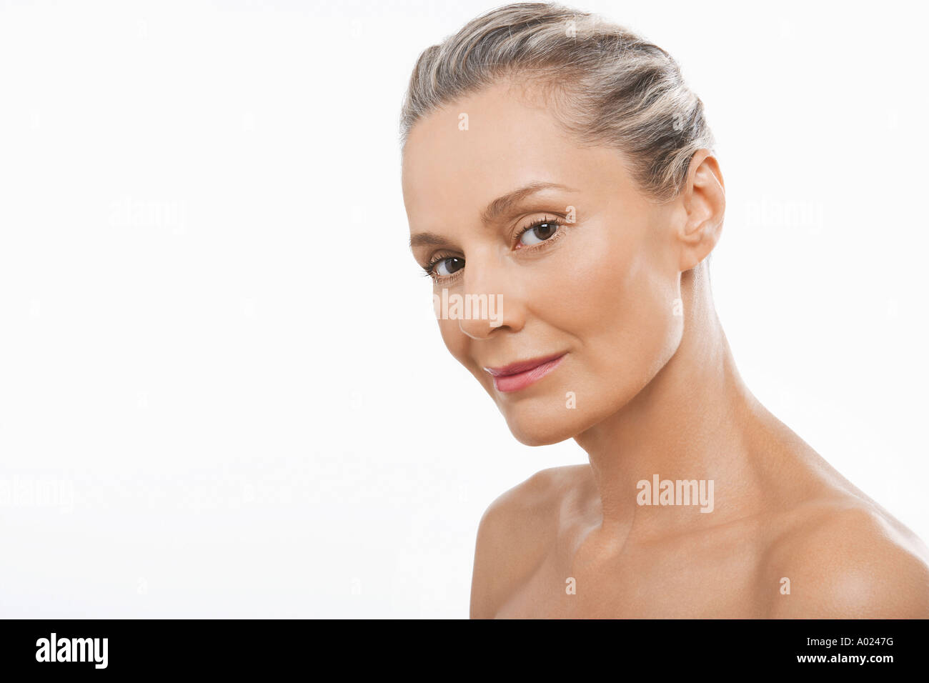 Middle-Aged Woman, head tilted forward Stock Photo - Alamy