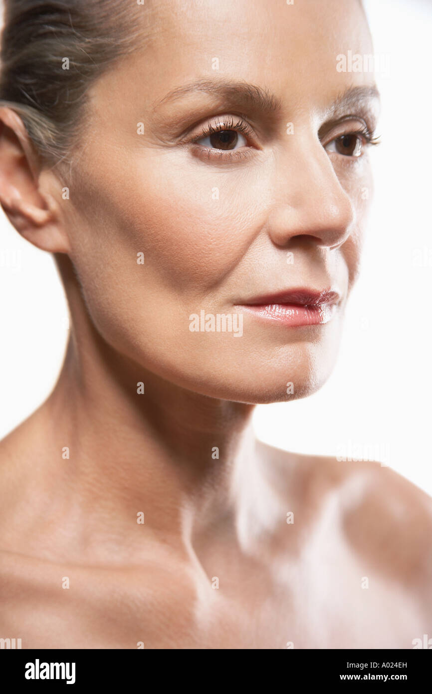 Middle-Aged Woman, shiny skin Stock Photo - Alamy