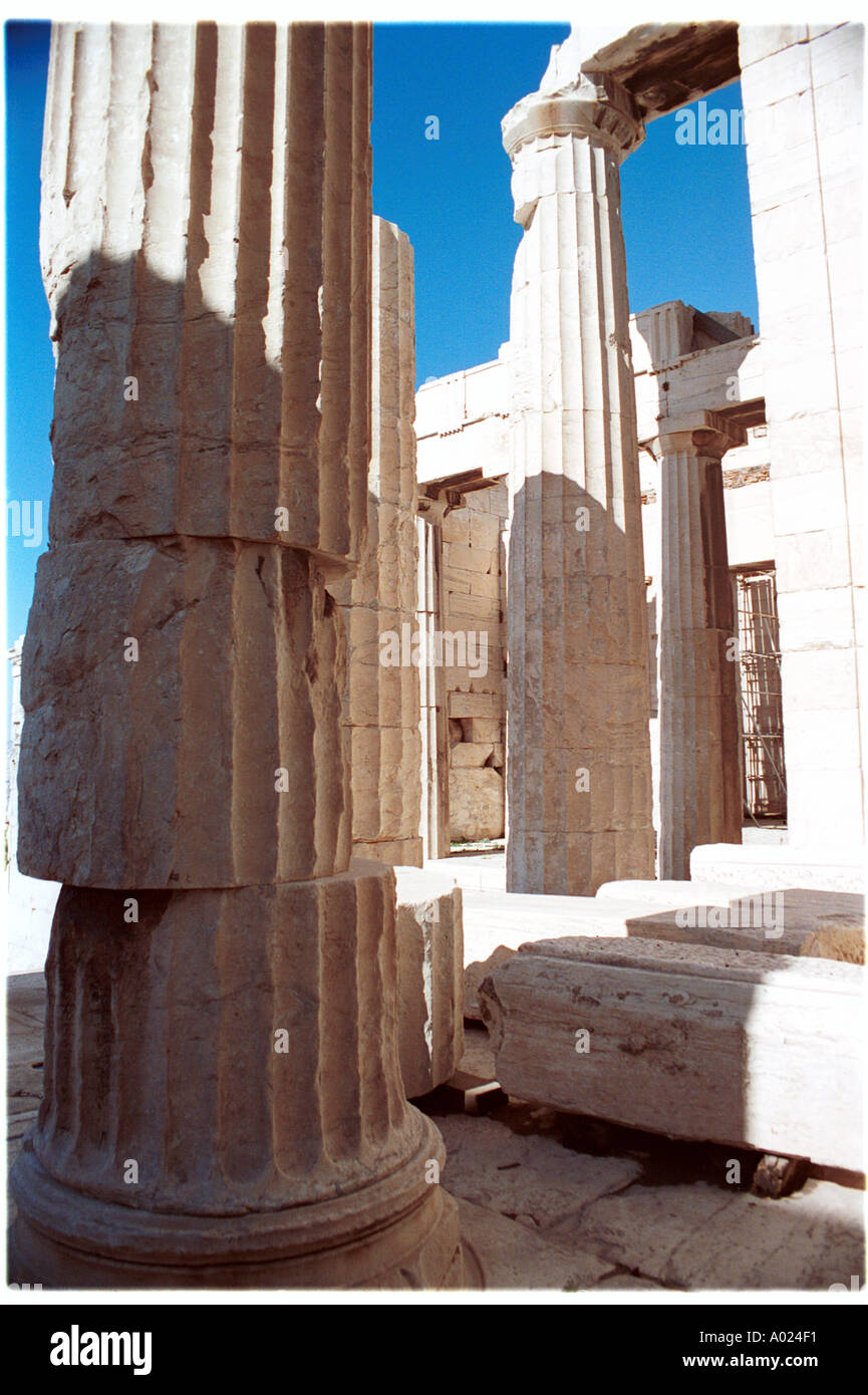 Marble columns of the acropolis at Athens Greece Stock Photo - Alamy