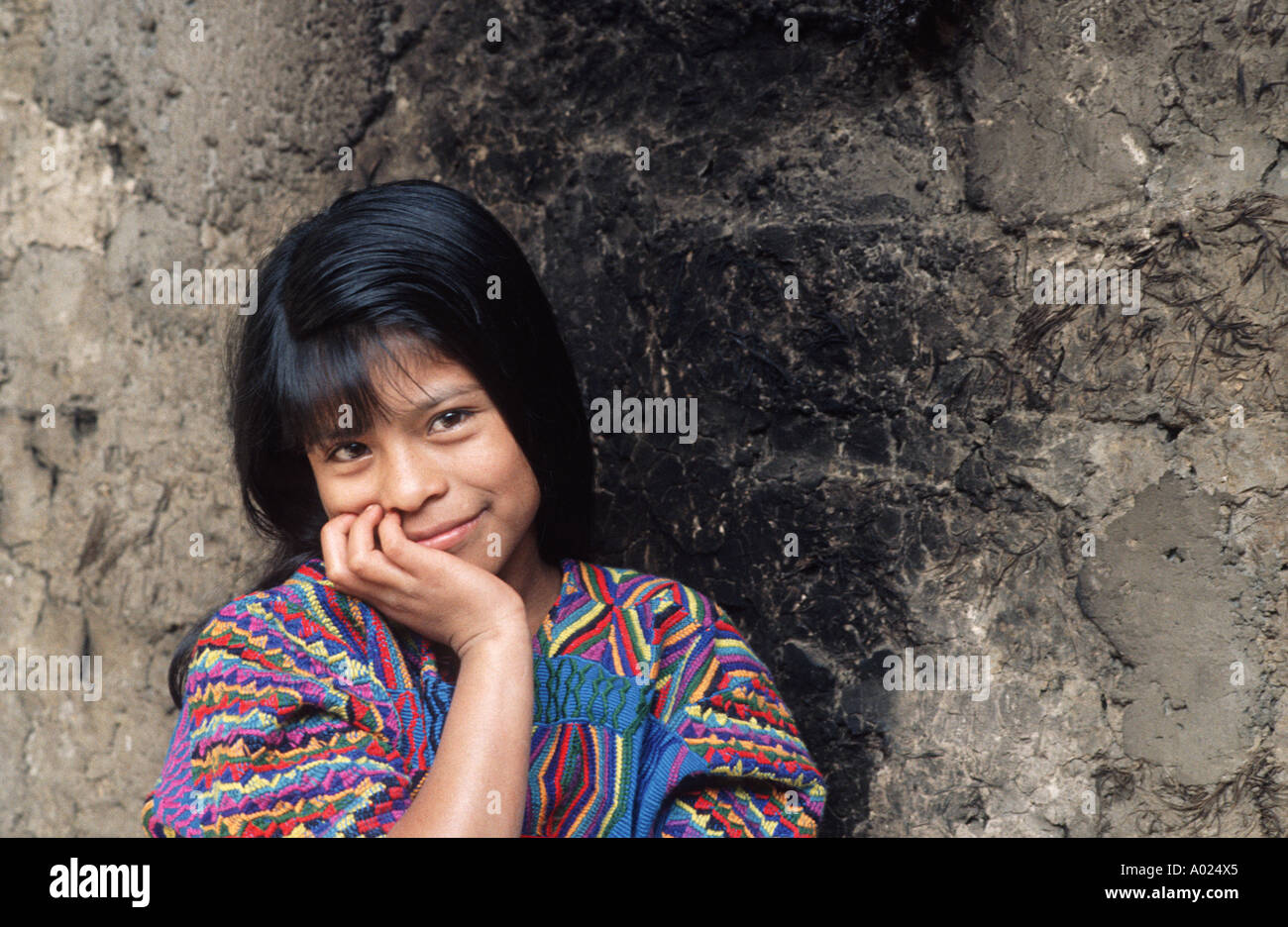Portrait of a Maya girl in tribal costume Chajul Ixil Triangle El ...