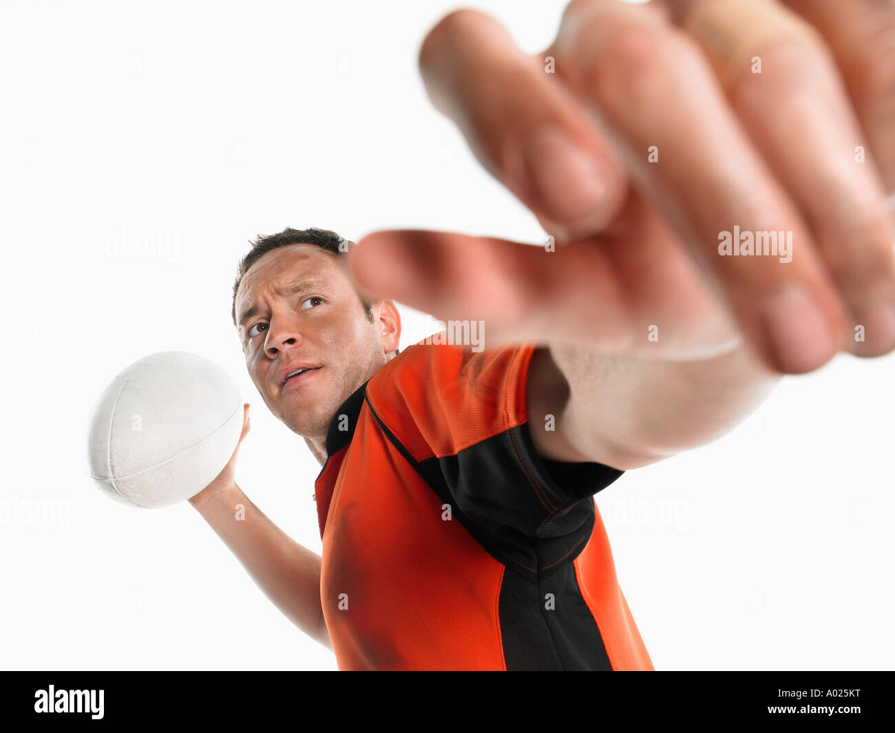 Rugby player preparing to pass ball Stock Photo - Alamy