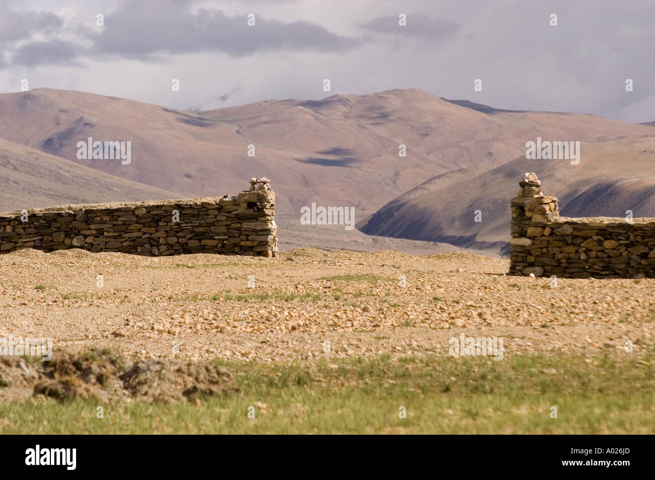 Himalayan gate near High altitude brackish Tso Moriri Lake Rupshu area ...