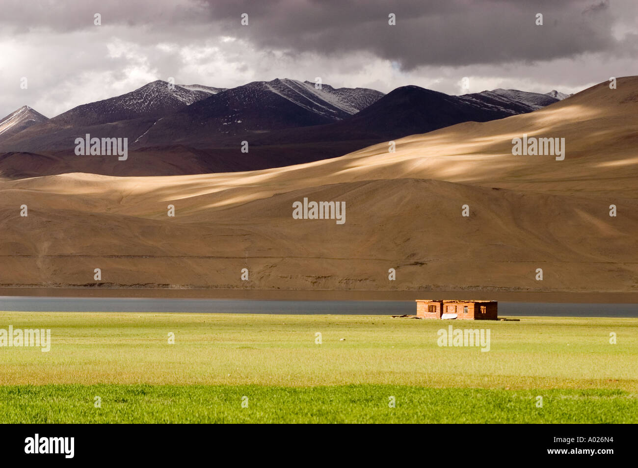 High altitude brackish Tso Moriri Lake Rupshu area Ladakh Jammu Kashmir ...