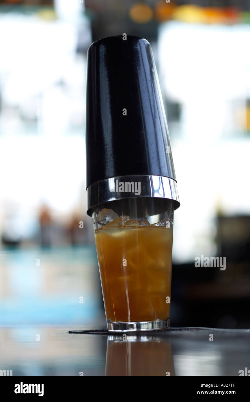 Cocktail Shaken in a Boston Glass Stock Photo - Alamy