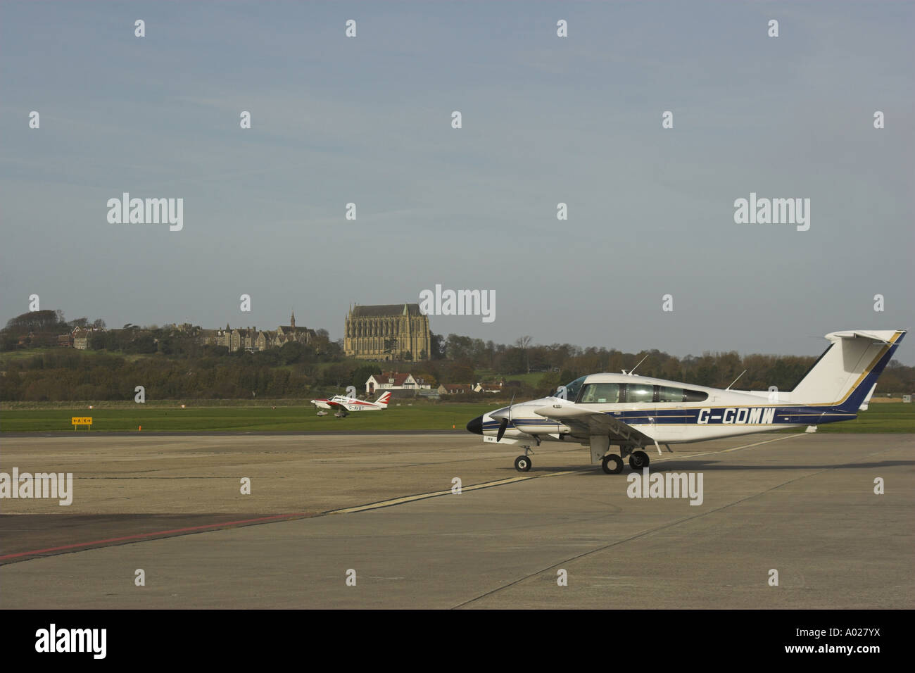 A Beech 76 (BE76) Duchess sits on the airfield of Shoreham (Brighton ...