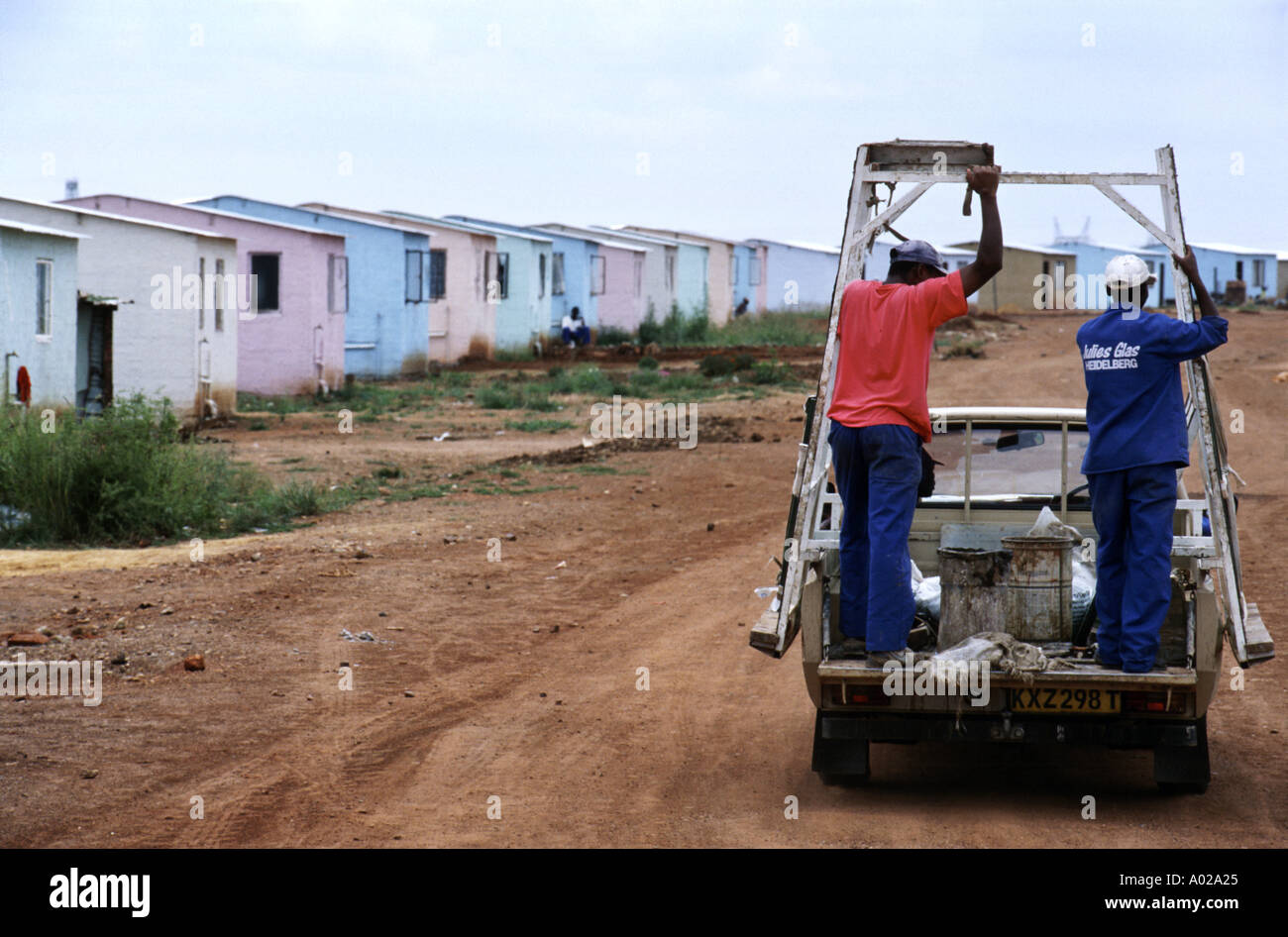 uniform houses build by government Mandela houses Stock Photo - Alamy