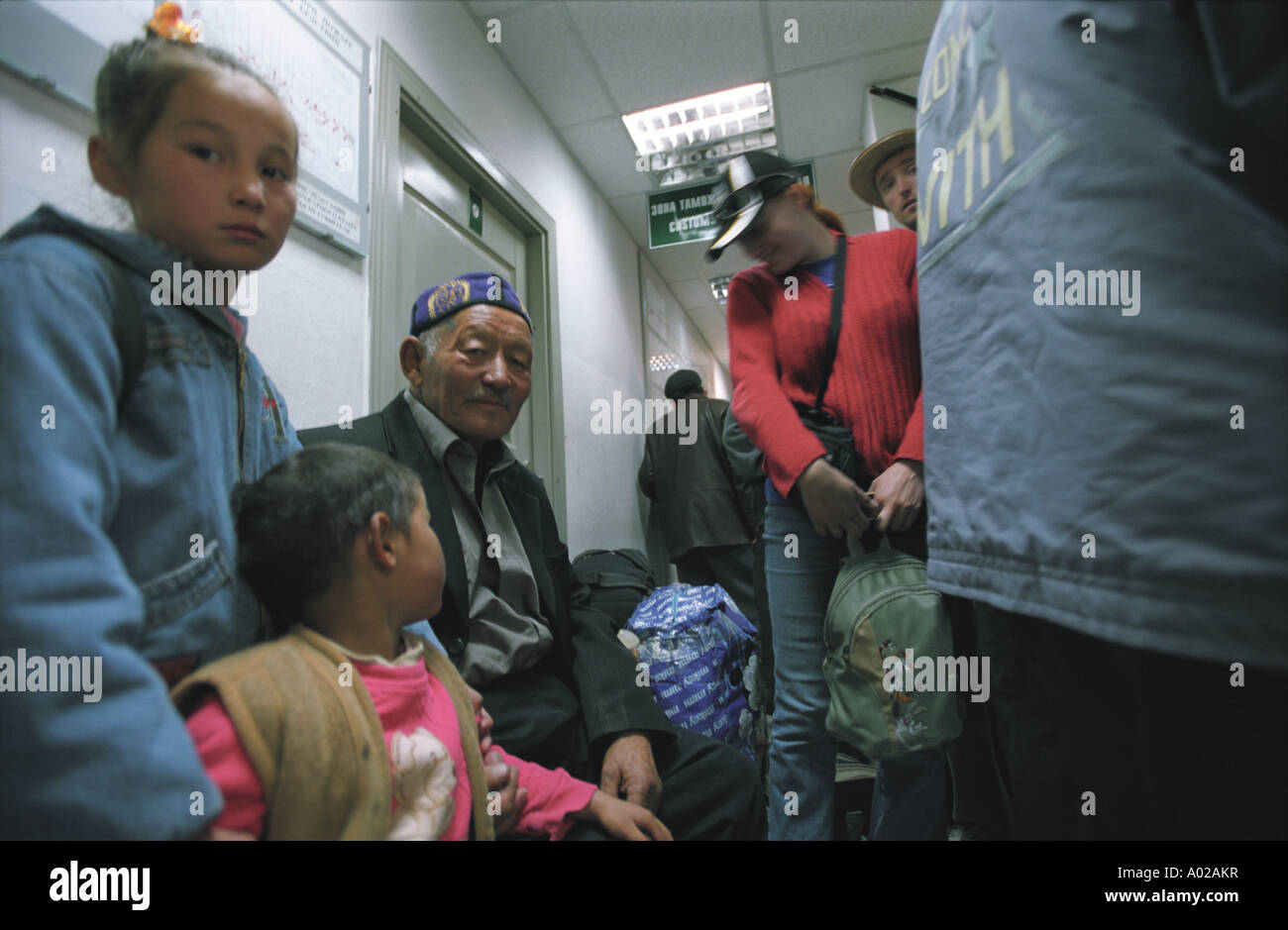 People passing custom control. Russian customs house. State border ...