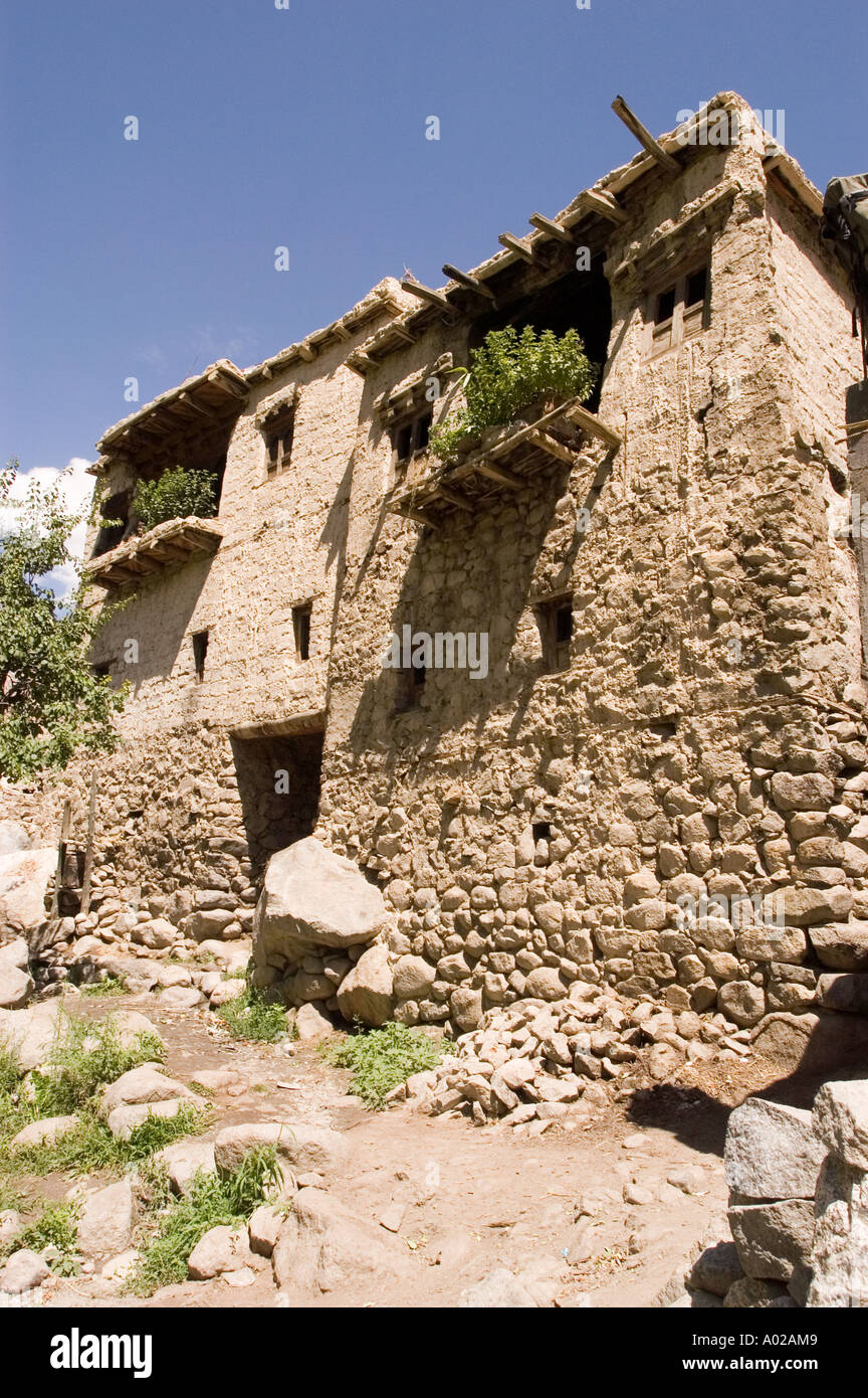 A traditional stone and clay big Ladakhi house in Dha Hanu village ...