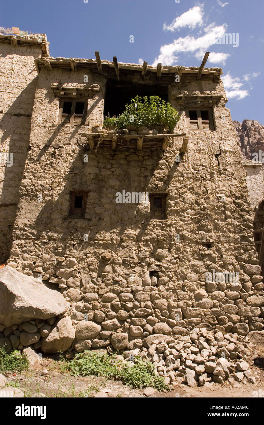 A traditional stone and clay big Ladakhi house in Dha Hanu village ...