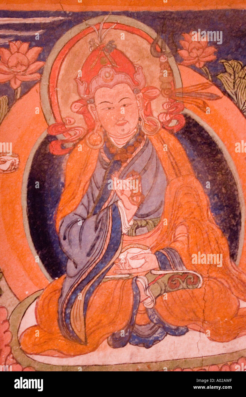 Old bad condition rare buddhist mural paintings in in Basgo Castle and ...