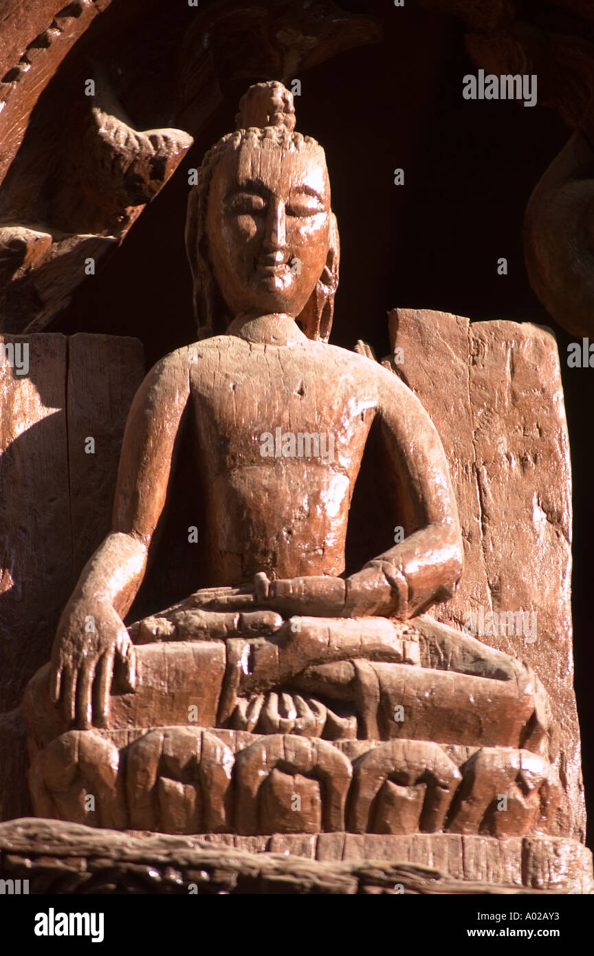 Wooden Buddha statue in famous unique Alchi monastery in Alchi heritage ...
