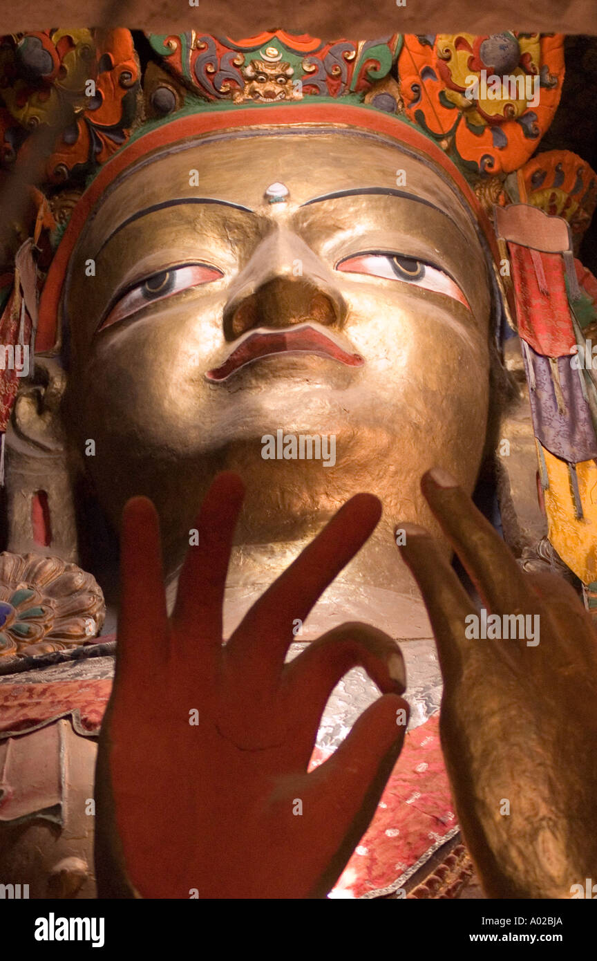 Big clay Buddha Maitreya statue in Basgo Castle and Monastery ...