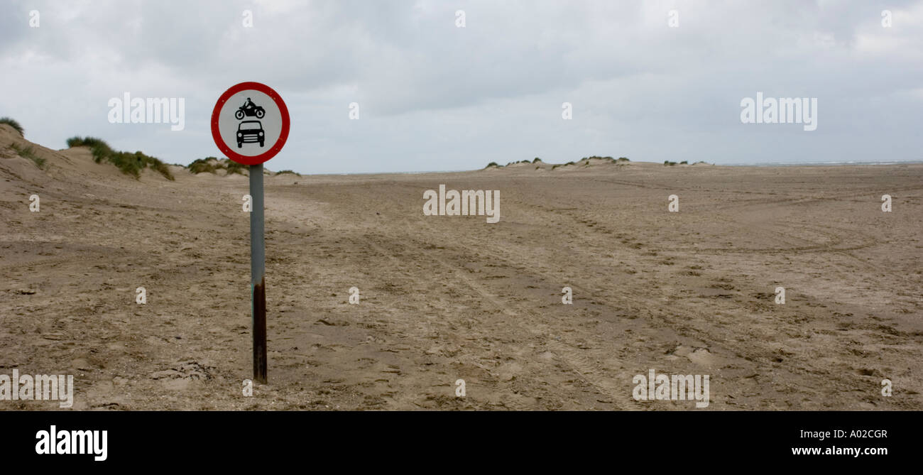 warning sign no cars or motorbikes on the dangerous soft sands at ...