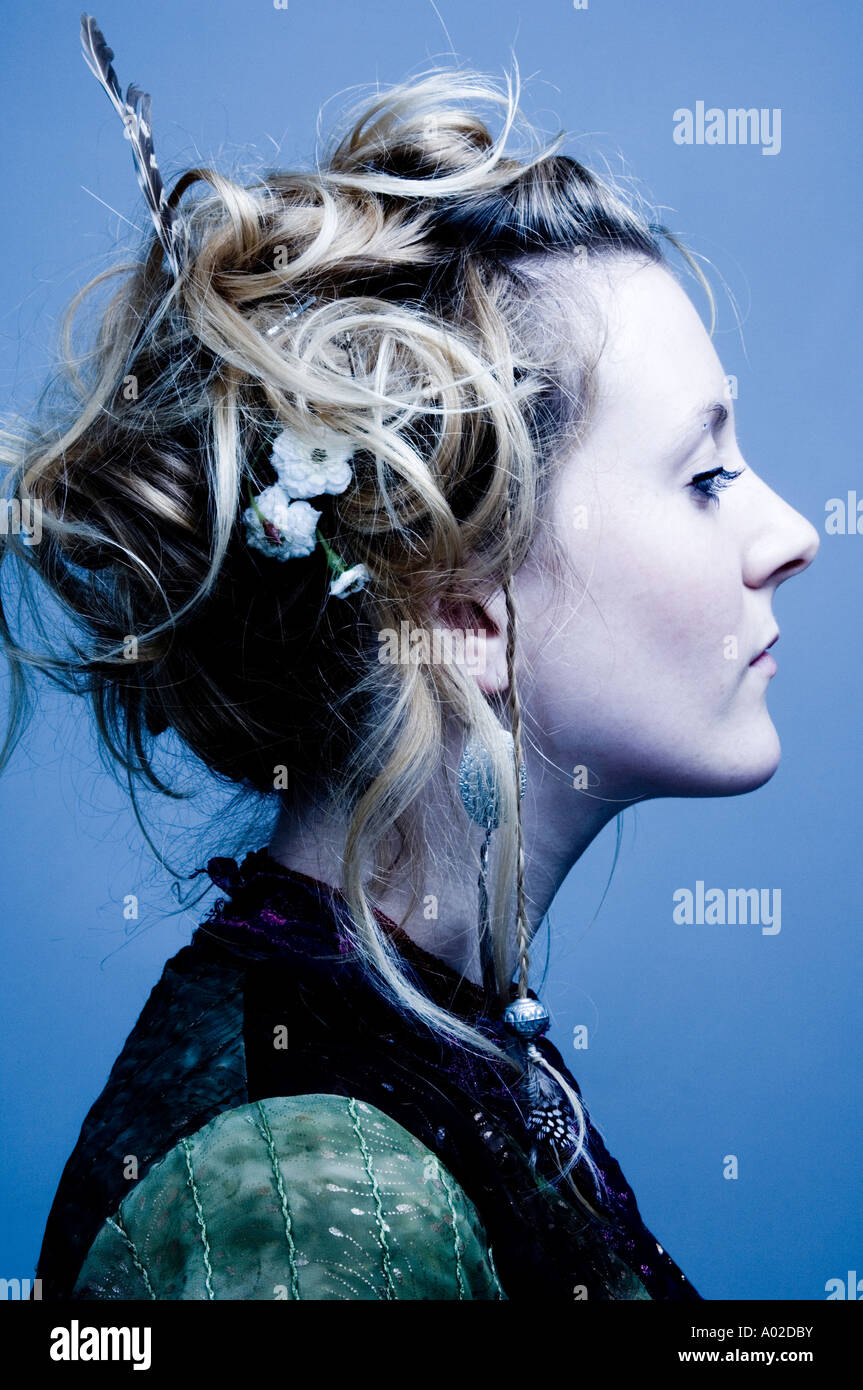 blonde haired young irish hippy-ish model in studio Stock Photo - Alamy