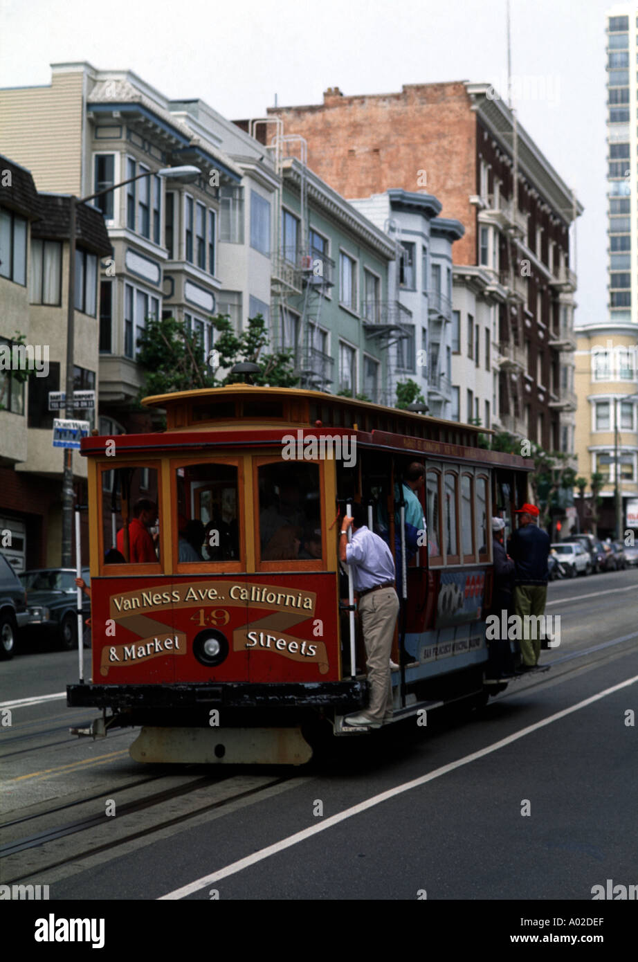 Famous landmark tourist attraction Cable car in San Francisco ...