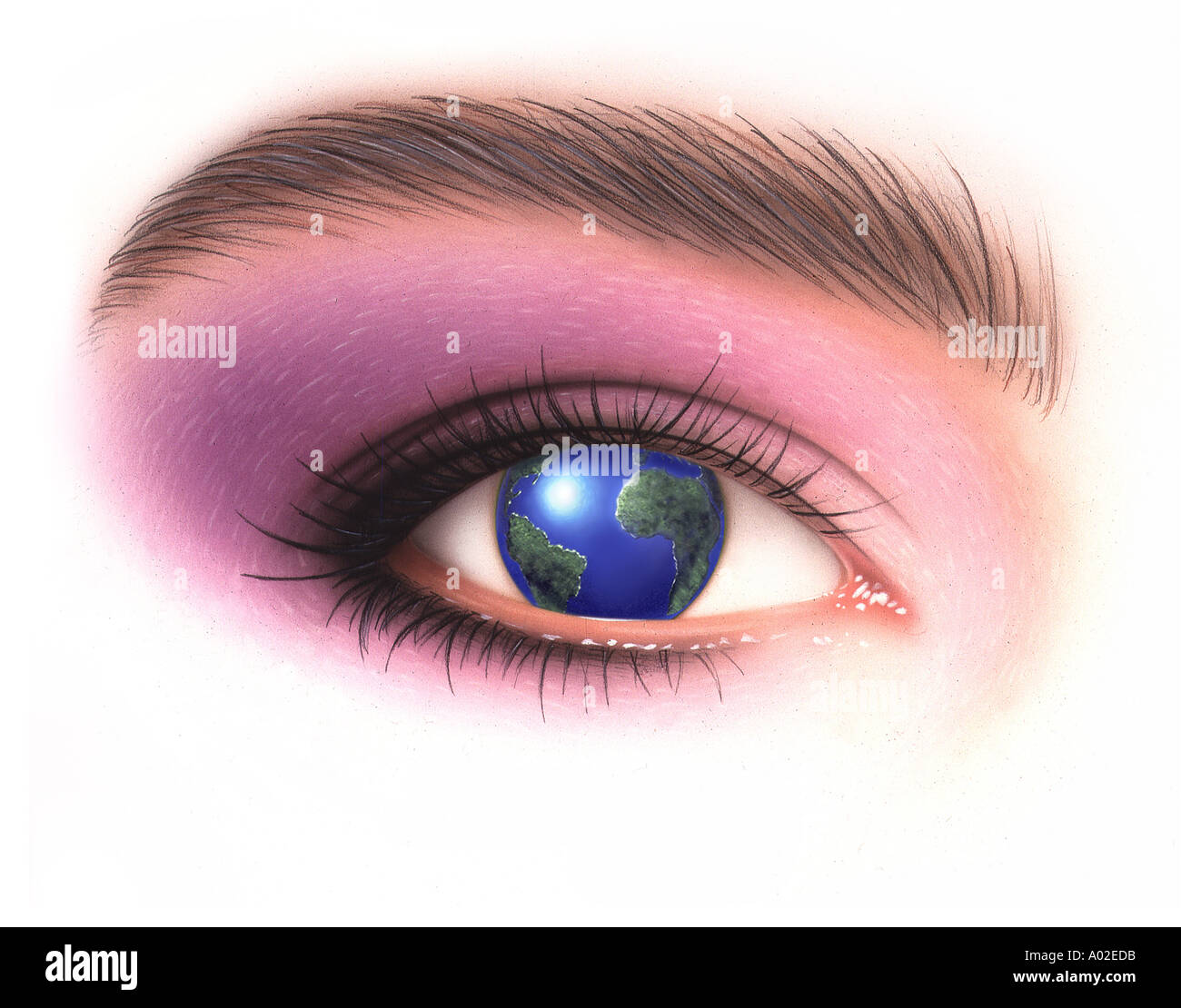 woman eye with earth Stock Photo - Alamy