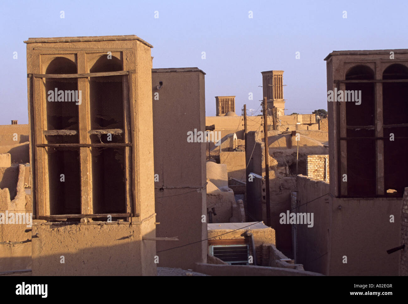 View of the wind towers, Yazd, Iran Stock Photo - Alamy