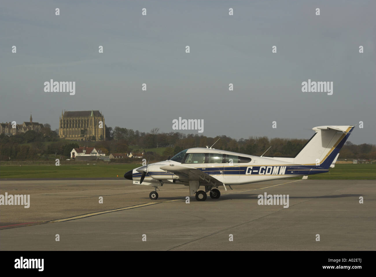 A Beech 76 (BE76) Duchess sits on the airfield of Shoreham (Brighton ...