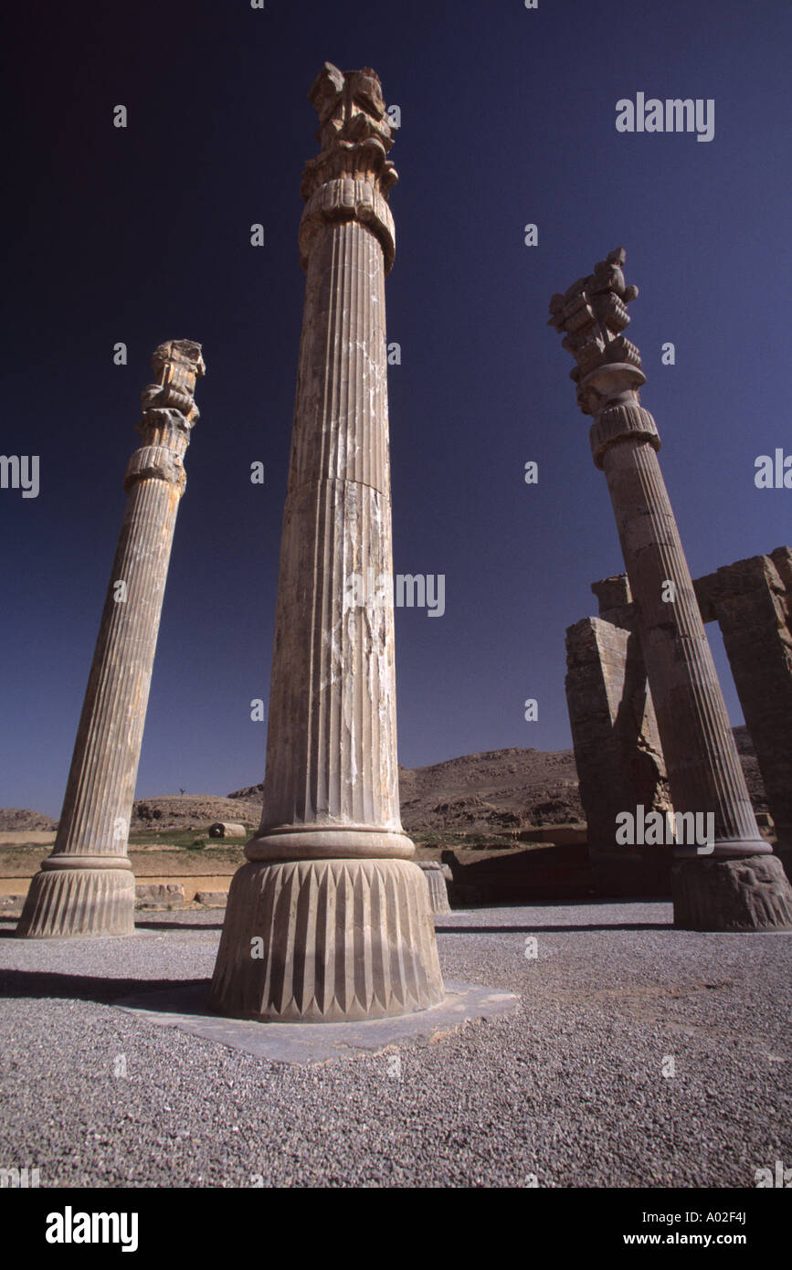 Pillars at the ruined city of Persepolis which was capital of the ...