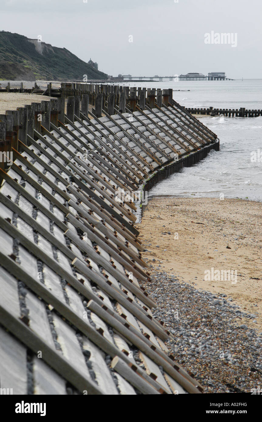 Sea defences at on the coast at Cromer, Norfolk, England Stock Photo ...