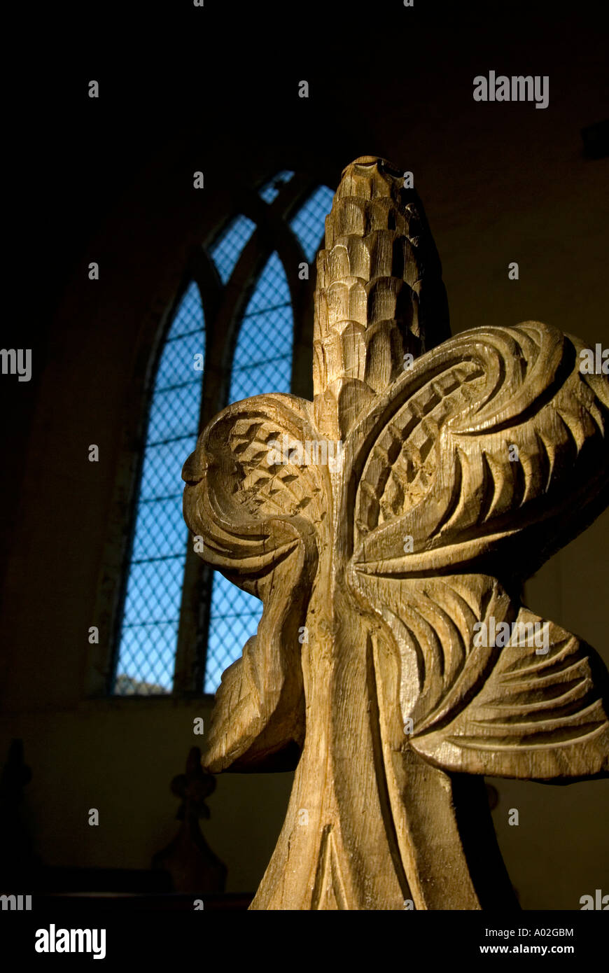 Carved pew end at St Martin s church Thompson Norfolk UK Stock Photo ...