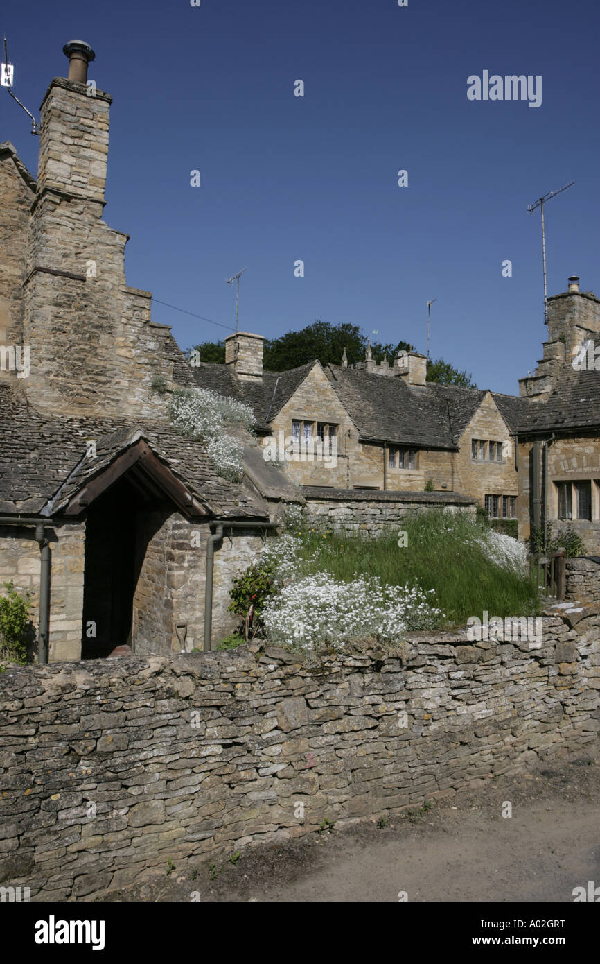 Roofs of the cottages at Upper Slaughter which is a cotswold village ...