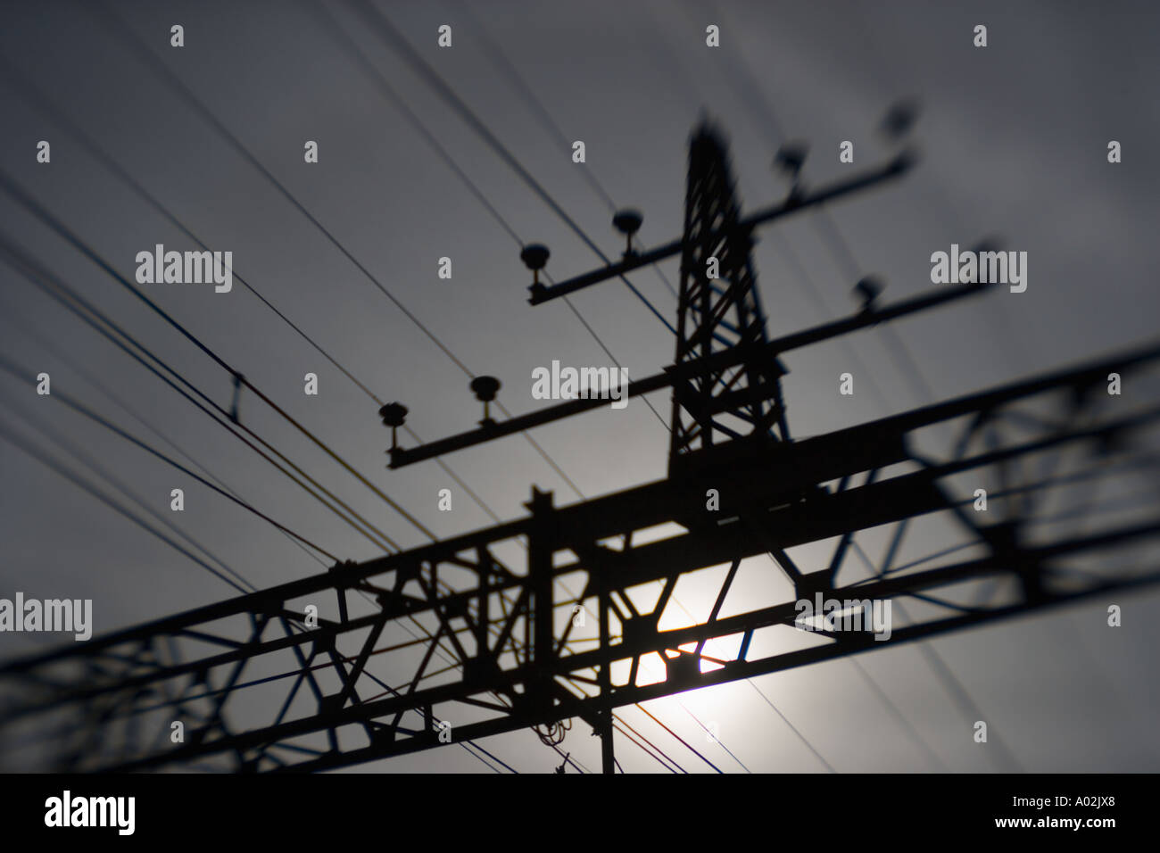 Power lines at a Metro North Railroad station Stock Photo - Alamy