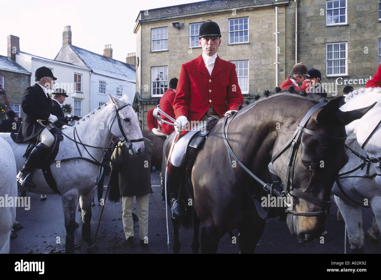 Riders gather for a fox hunt in Somerset Stock Photo - Alamy