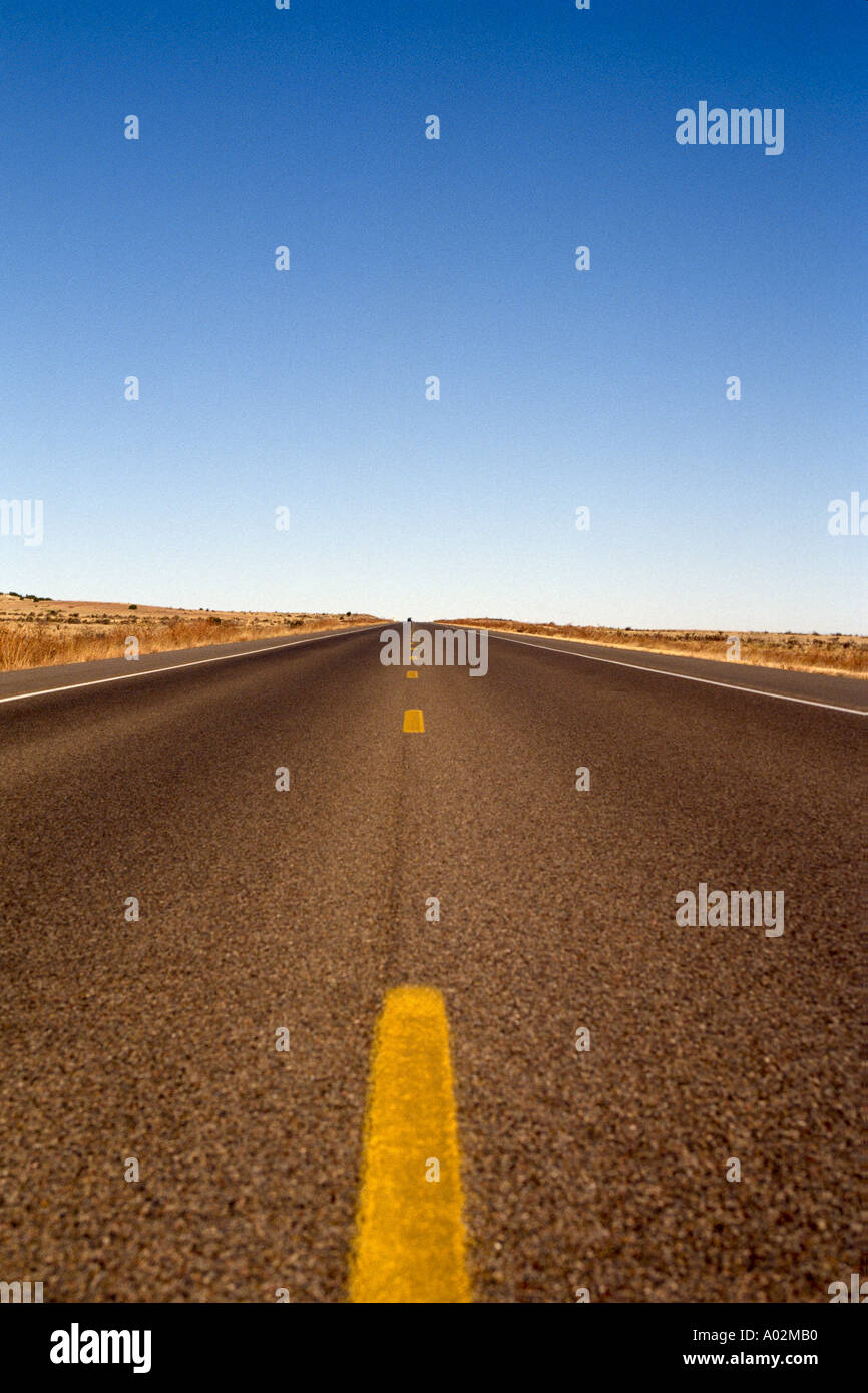 Long lonely Straight Asphalt Secondary Highway With Broken Yellow ...