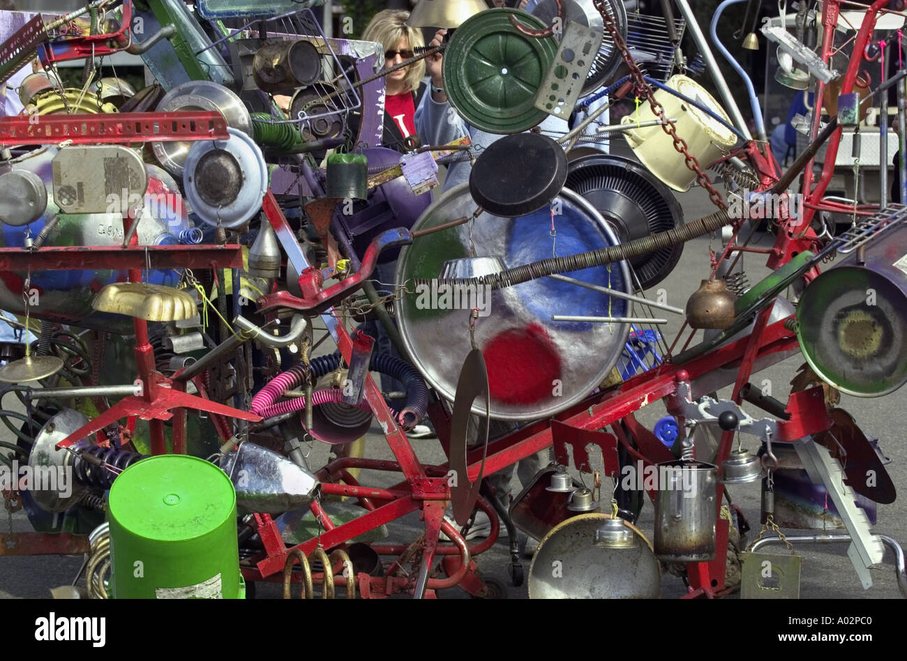 Unique sculpture made from cast off junk metal parts Stock Photo - Alamy