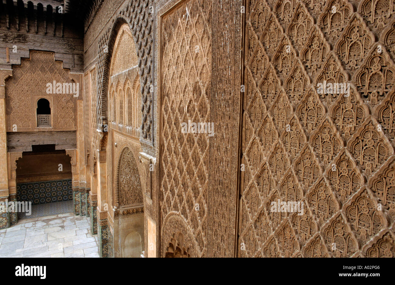 Morocco marrakech medersa ben youssef court Stock Photo - Alamy