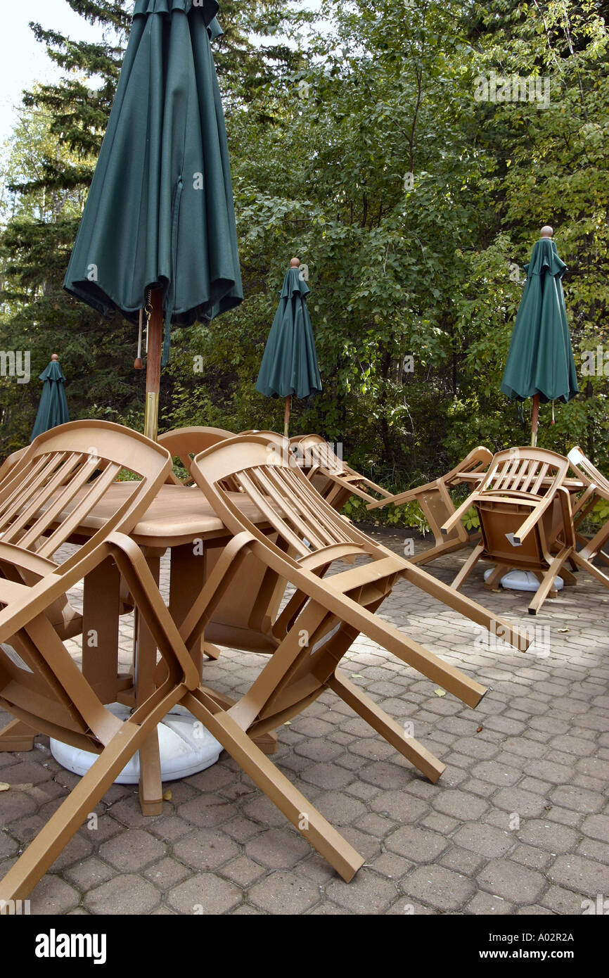 Stacked chairs Devonian Gardens Devon Alberta Stock Photo - Alamy