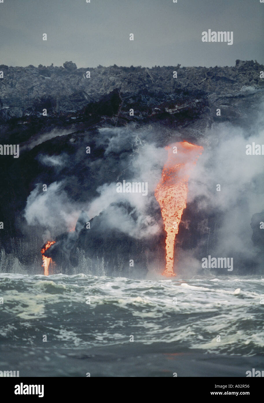 Lava from volcanic vent flowing into the ocean Stock Photo - Alamy