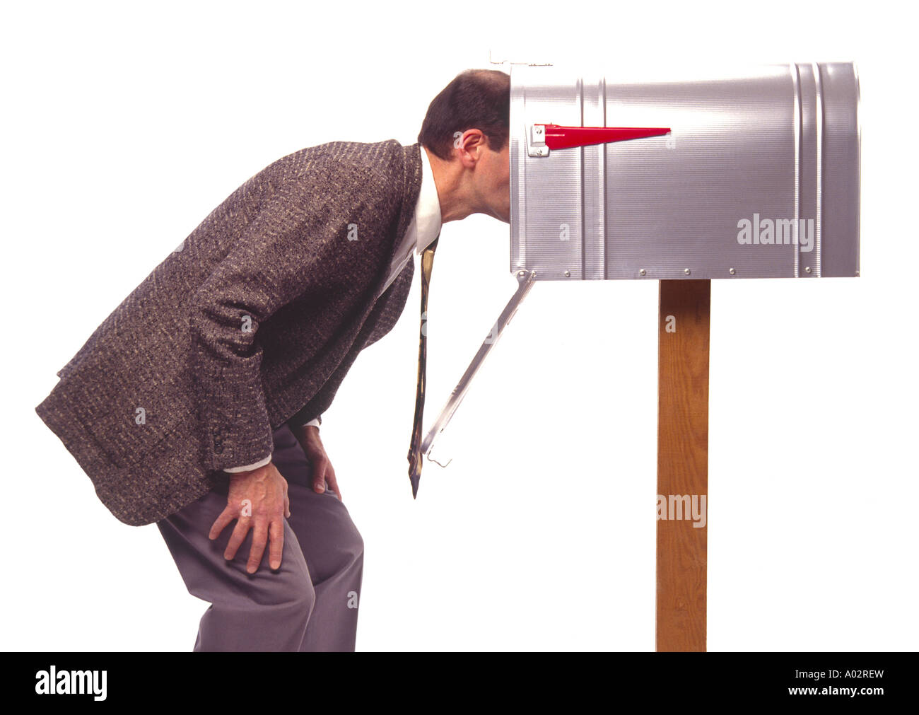 man with head in mailbox Stock Photo - Alamy