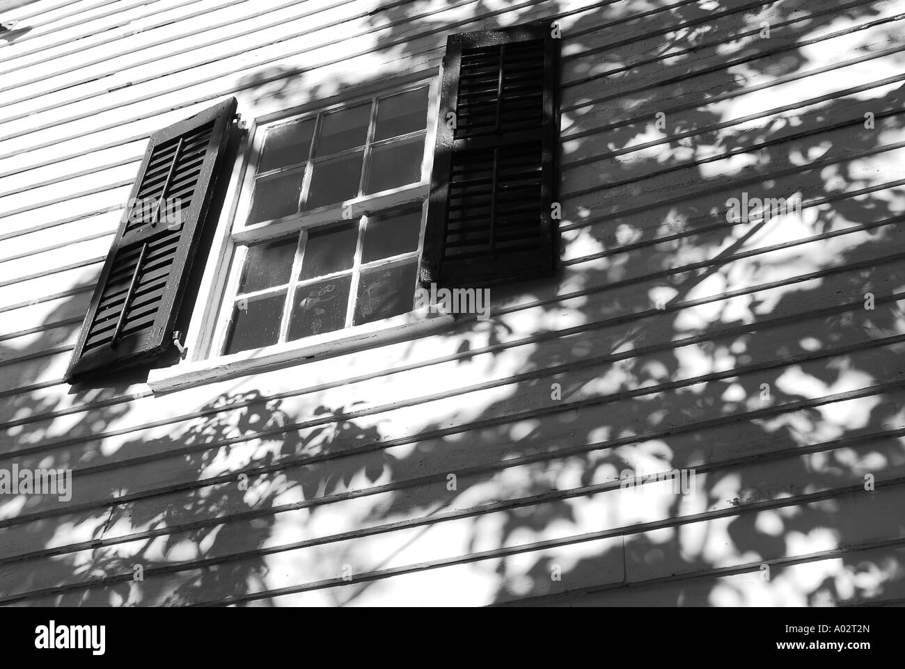 Historic New England Home detail with window and shadows Stock Photo ...