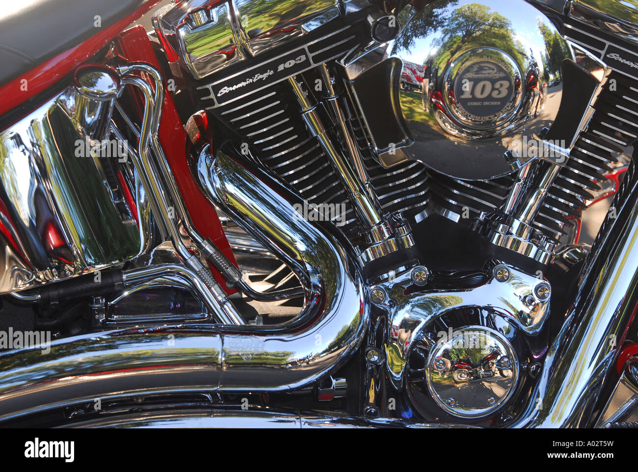 Harley Davidson Custom Motorcycle chrome Engine detail Stock Photo - Alamy