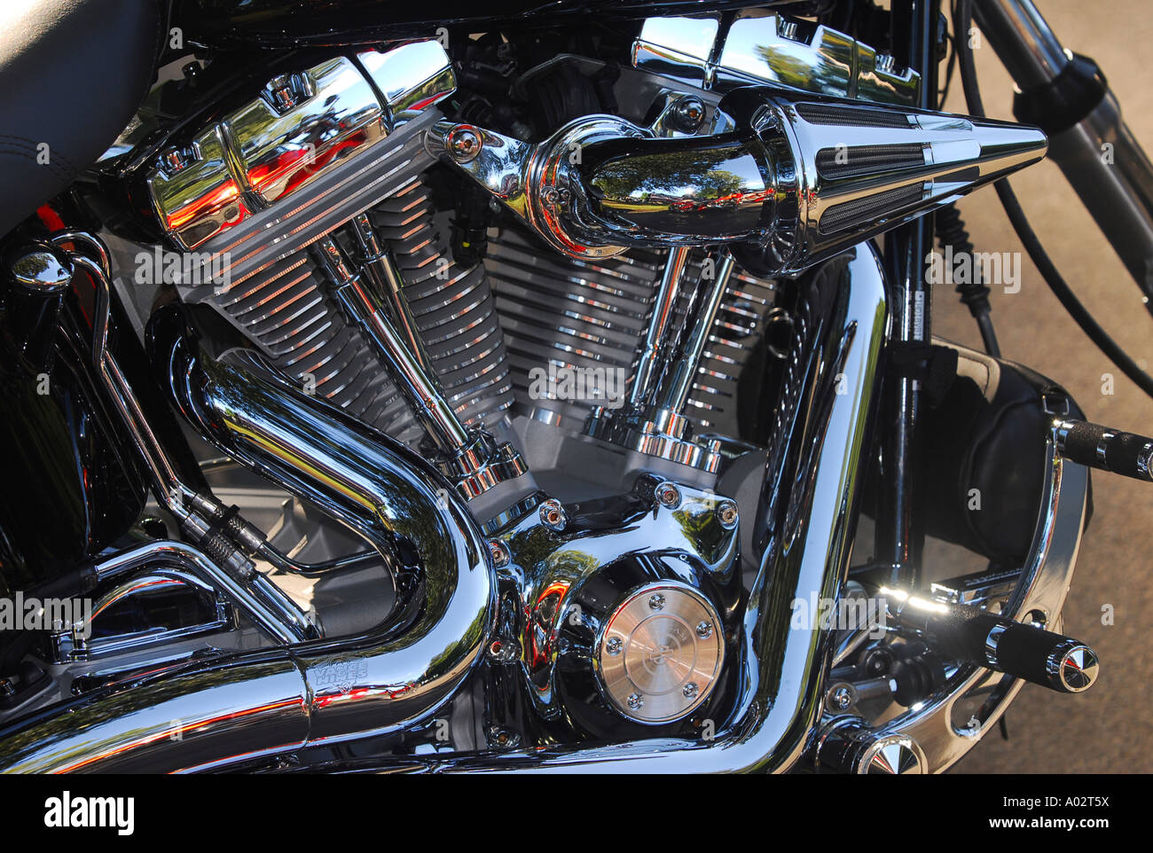 Harley Davidson Custom Motorcycle chrome Engine detail Stock Photo - Alamy