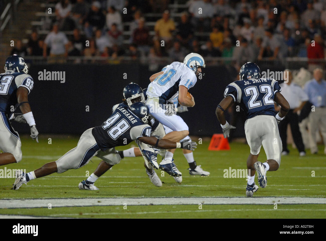 Quarterback sack UCONN defense takes down Rhode Island QB Derek Cassidy ...