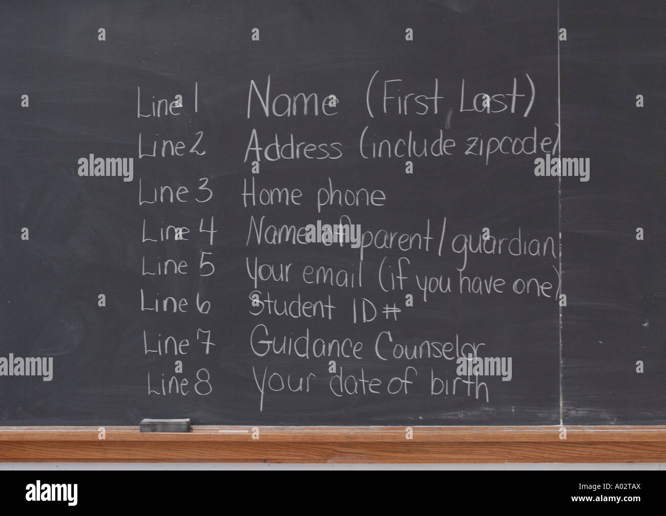 First day of School concept information and instructions on a ...