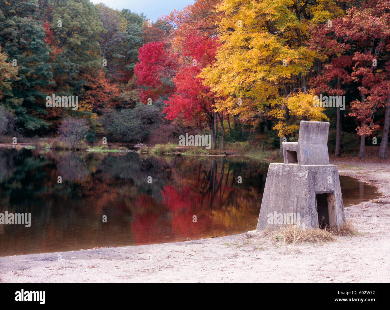 Lifeguard Station at Town Forest Pond Connecticut USA Stock Photo - Alamy