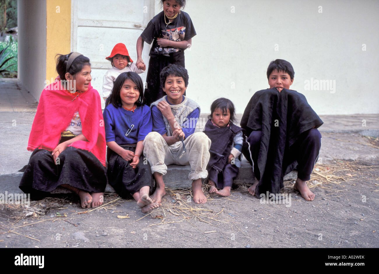 Children in Otavalo market town, Ecuador, South America. No Model ...