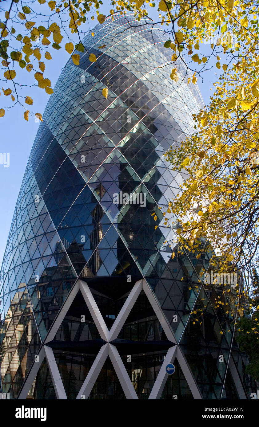 The Gherkin building, home for Swiss Re Stock Photo - Alamy