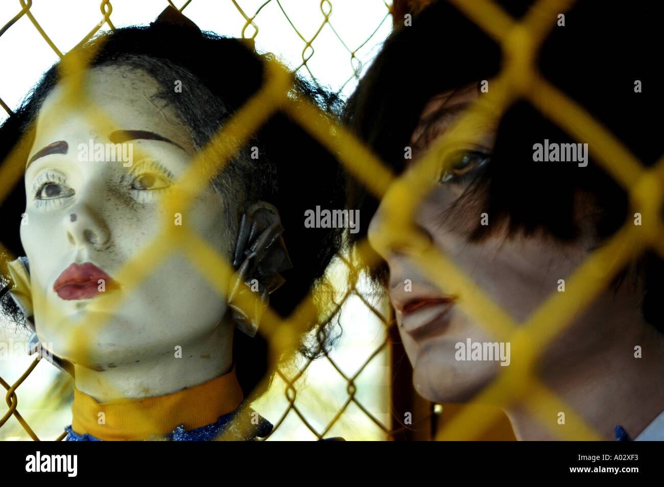 Mannequins behind fences at Mooiberge Wine Merchant Stellenbosch South ...