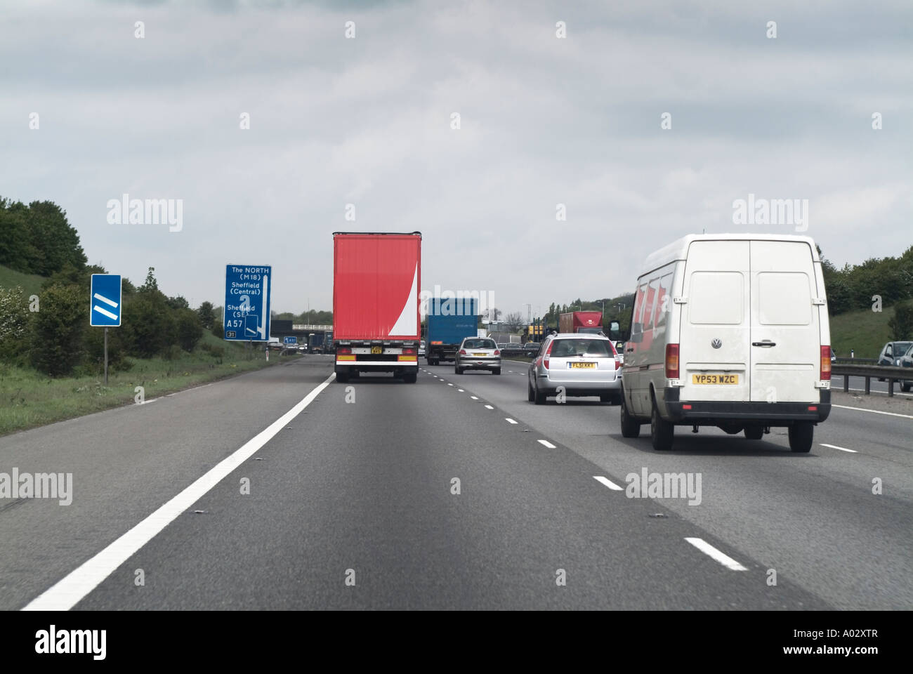 Drivers eye view of the busy M1 motorway in the uk Stock Photo - Alamy
